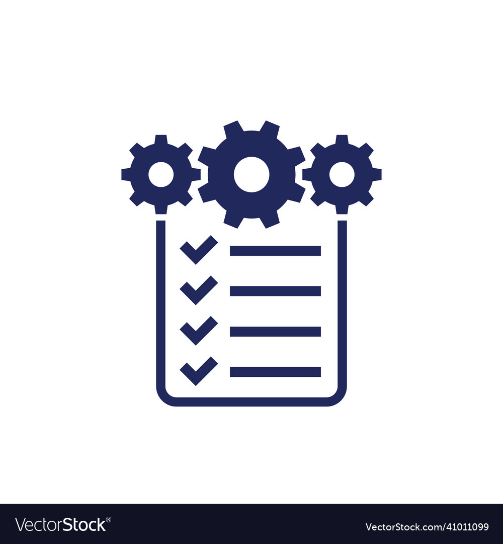 Project management icon a checklist and gears Vector Image