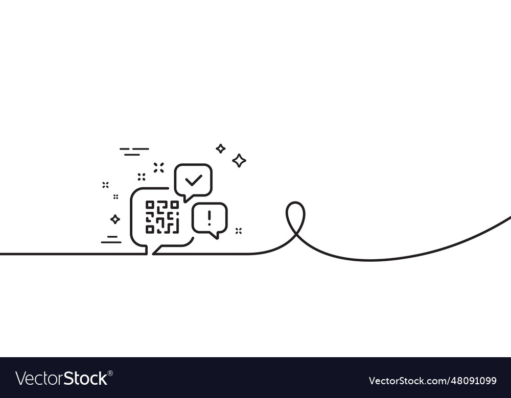 Qr code line icon scan barcode sign continuous Vector Image