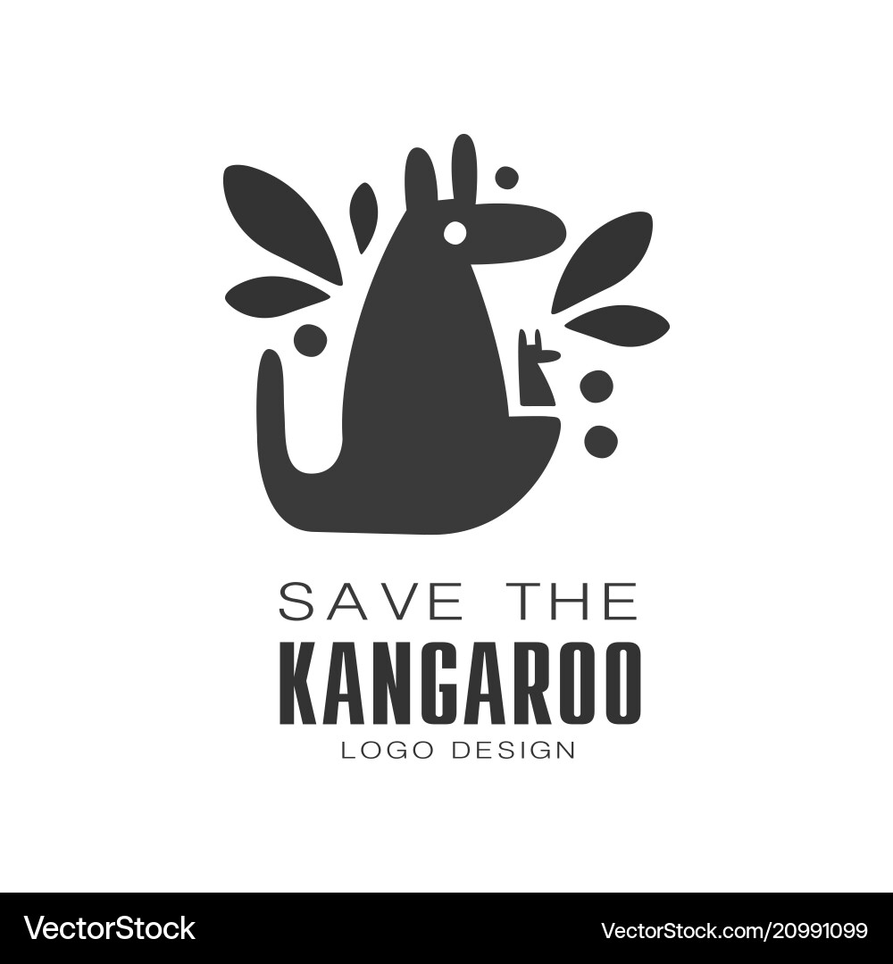 Save kangaroo logo design protection wild Vector Image