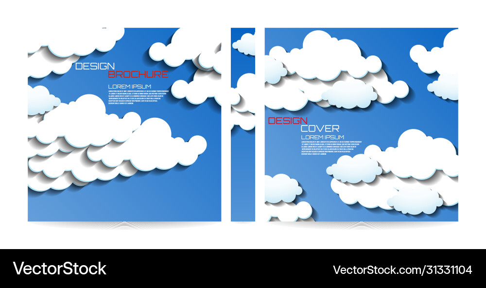 Brochure template with clouds magazine poster Vector Image