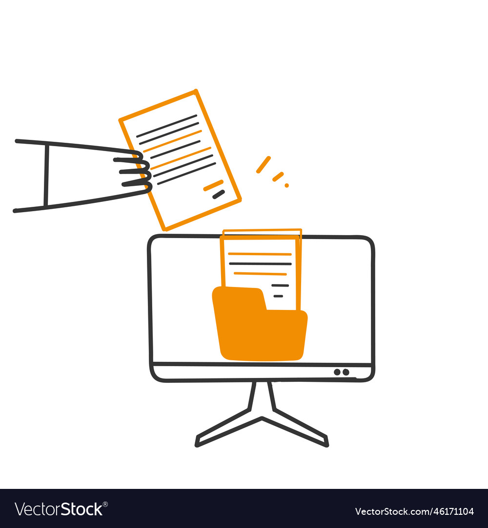Hand Drawn Doodle Person Put Or Take File Vector Image 