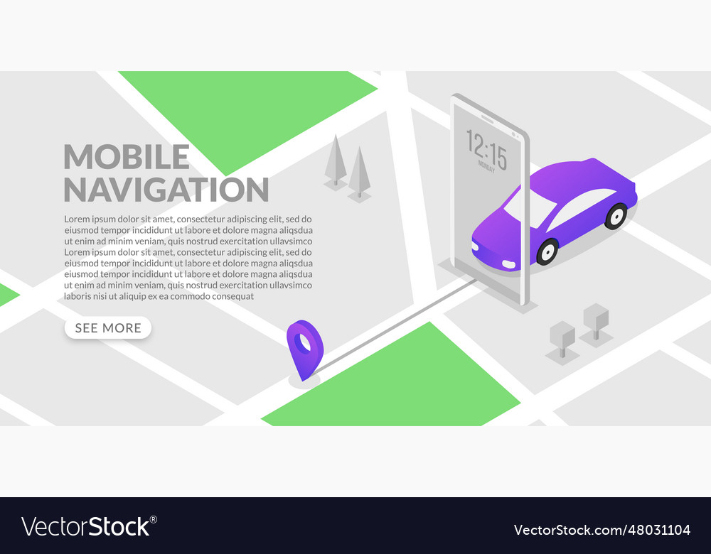 Isometric Mobile Gps Navigation And Tracking Vector Image