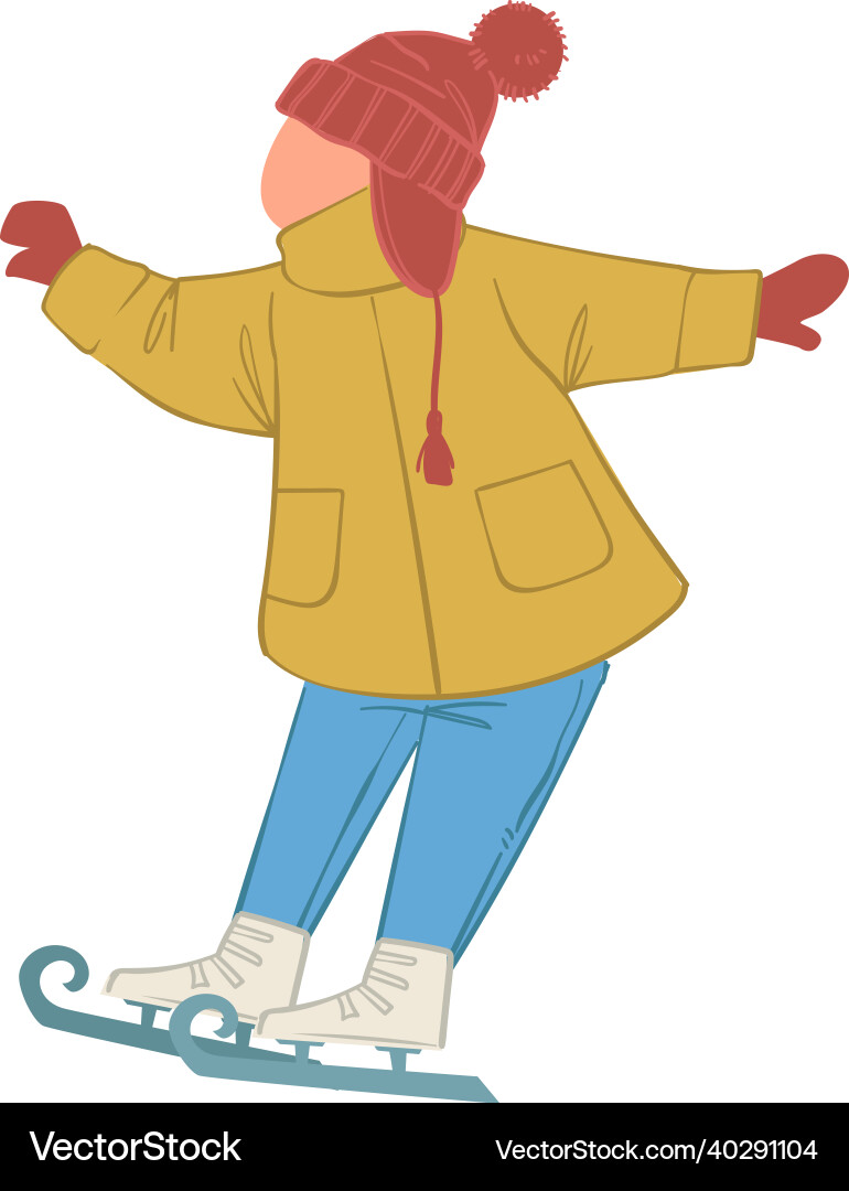 Kid skating on ice rink child practicing trying Vector Image