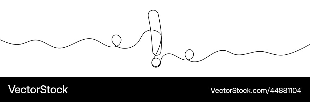 One continuous line drawing of exclamation mark Vector Image