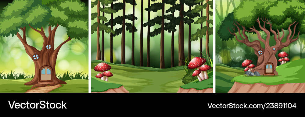 Set of fairy tale forest Royalty Free Vector Image