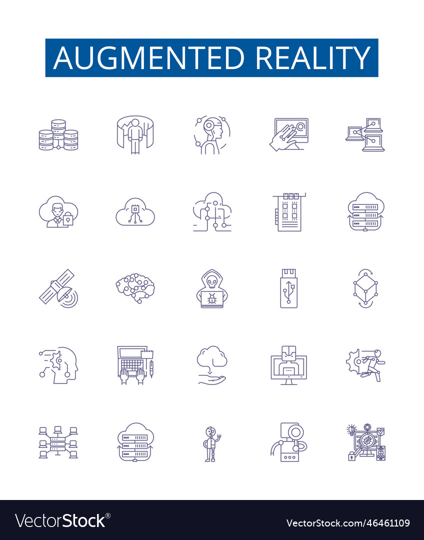 Augmented reality line icons signs set design Vector Image