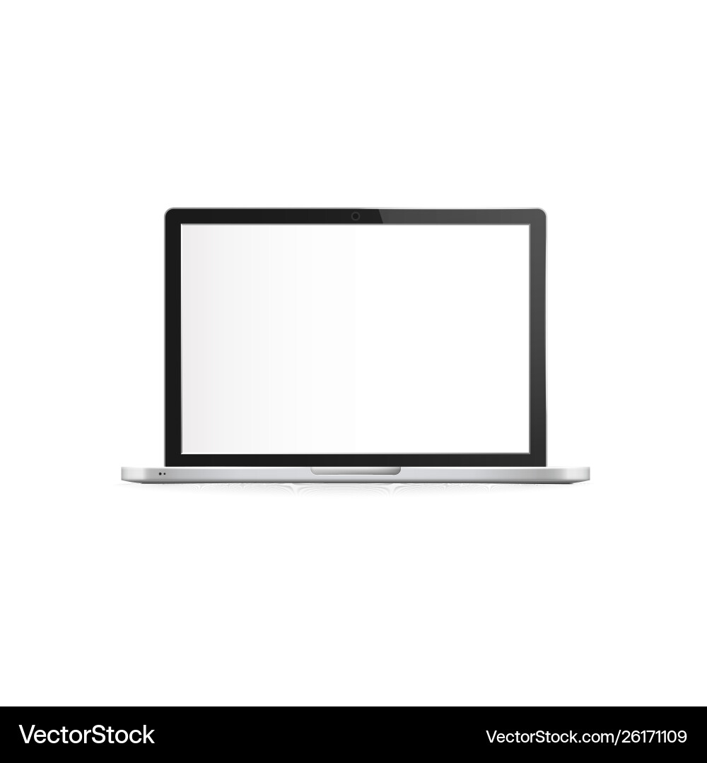 Mockup front view open laptop with blank screen Vector Image