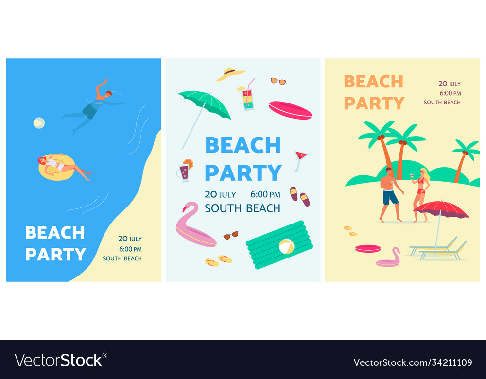 Set banners or posters for summer beach party Vector Image