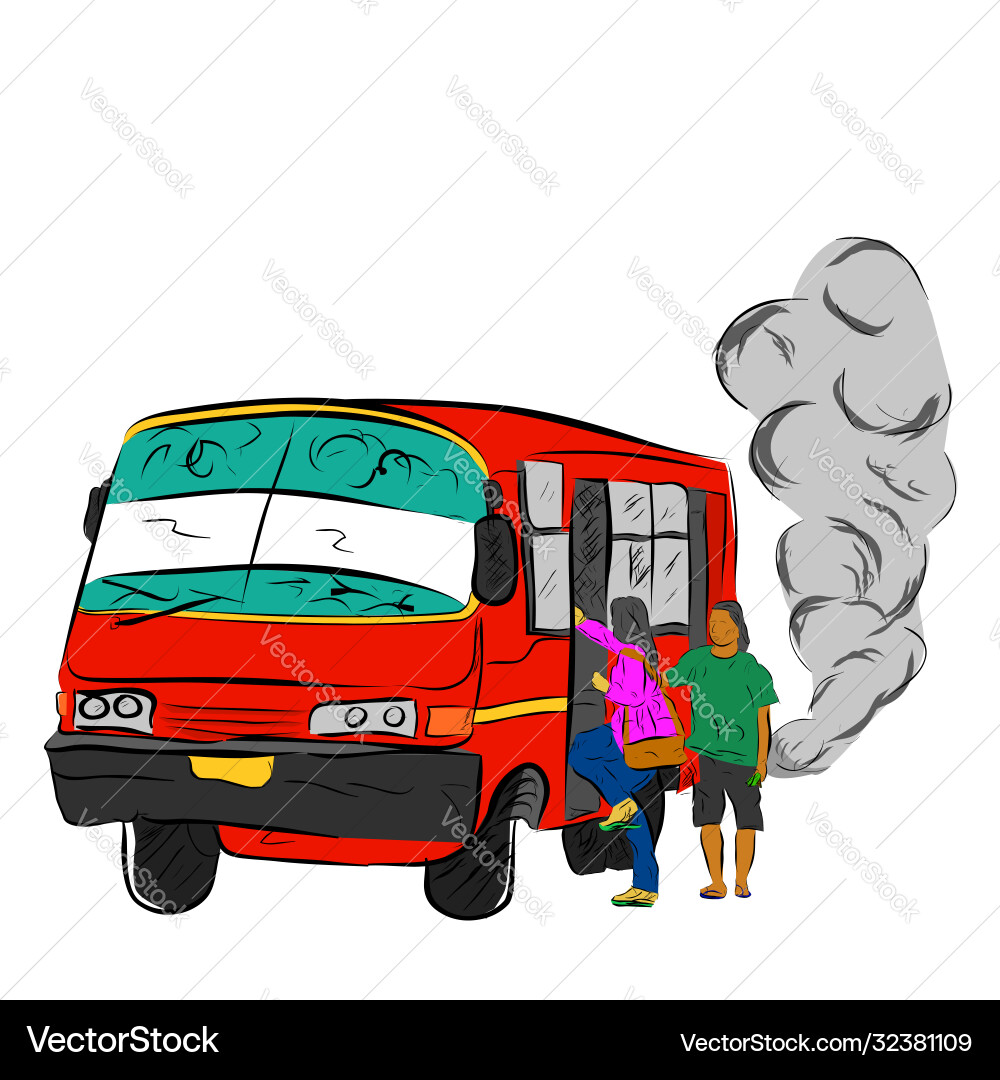 Sketchy old and corrosive medium scale bus at big Vector Image