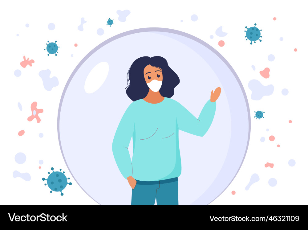 Woman in protection bubble Royalty Free Vector Image