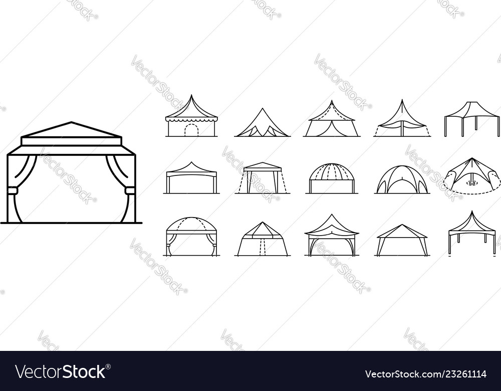 Canopy icon set outline style Royalty Free Vector Image Canopy icon set outline style Royalty Free Vector Image