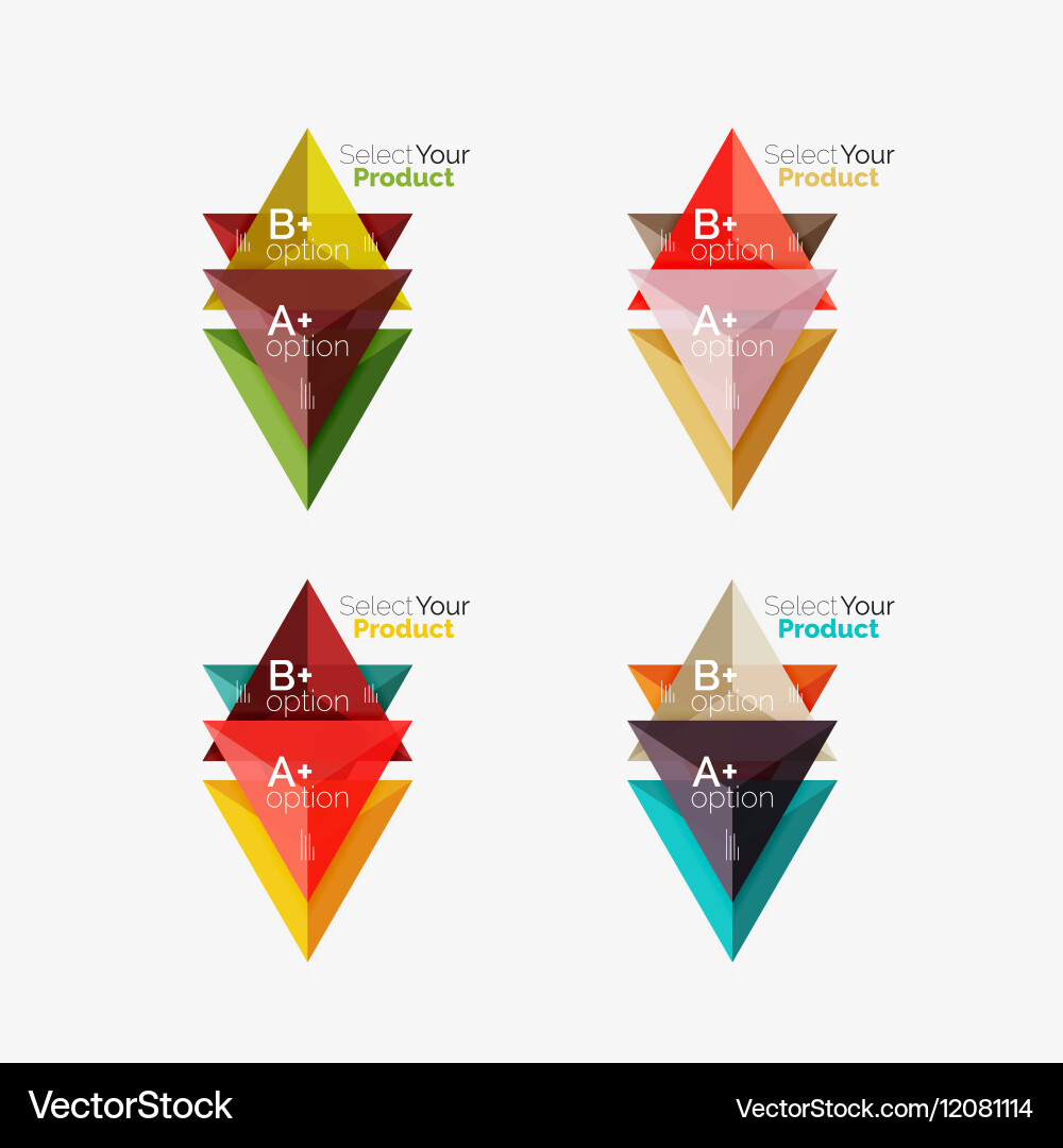 Set of triangle infographic layouts with text Vector Image