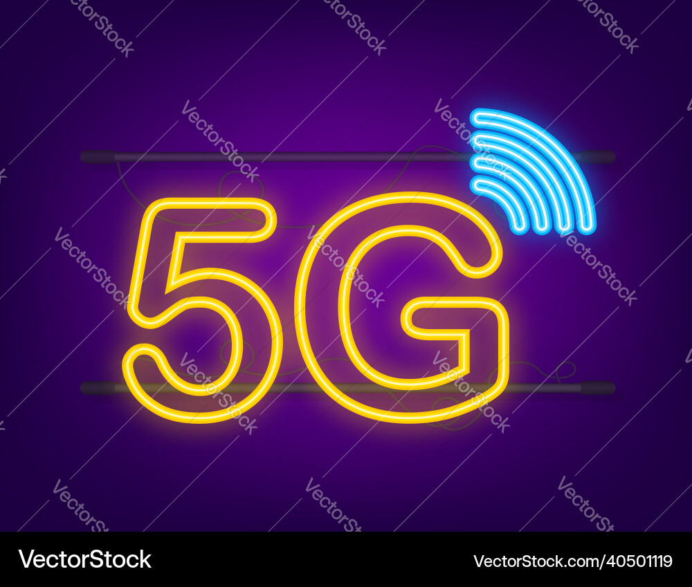 5g neon symbol set isolated on background mobile Vector Image