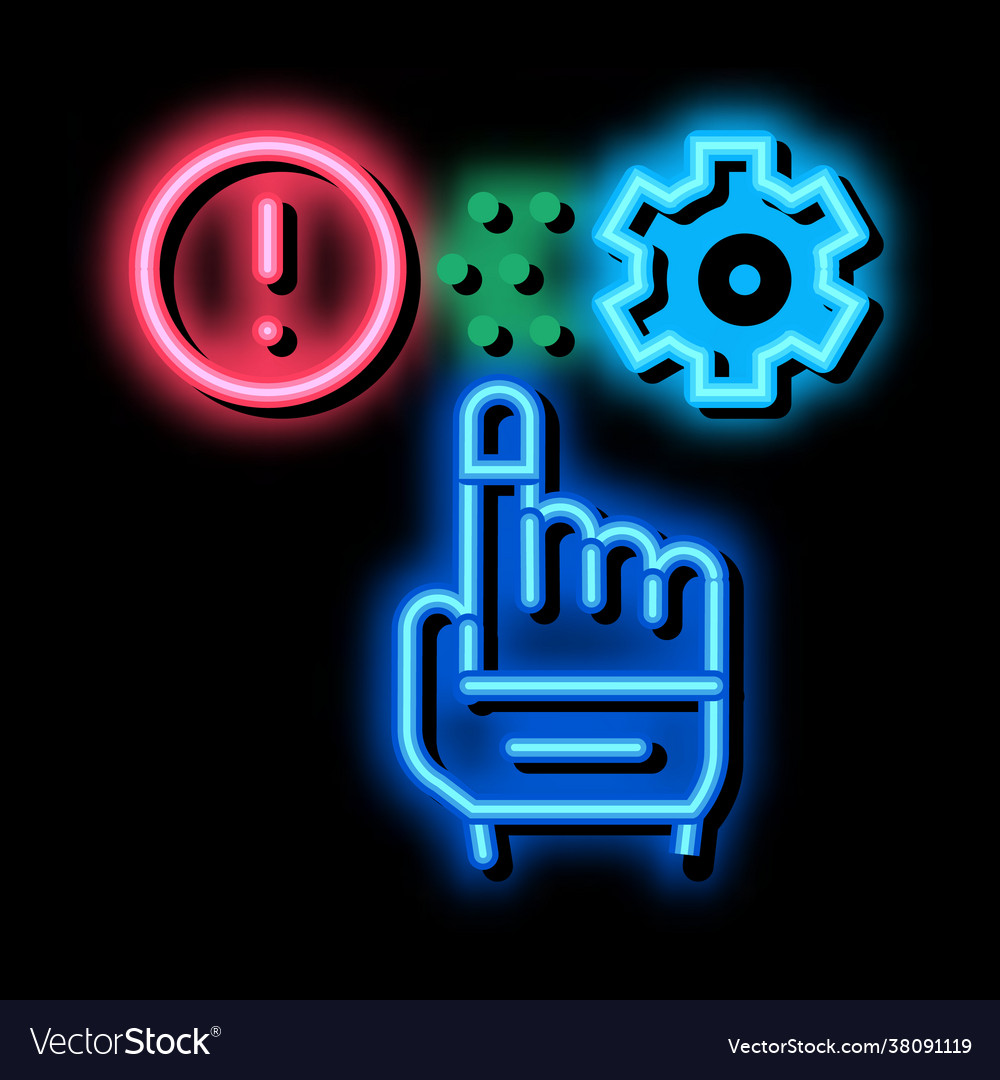 Error in automated settings neon glow icon Vector Image