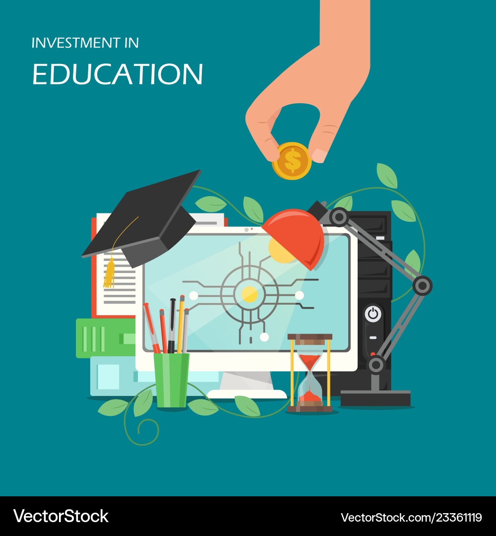 Investment in education concept flat Royalty Free Vector