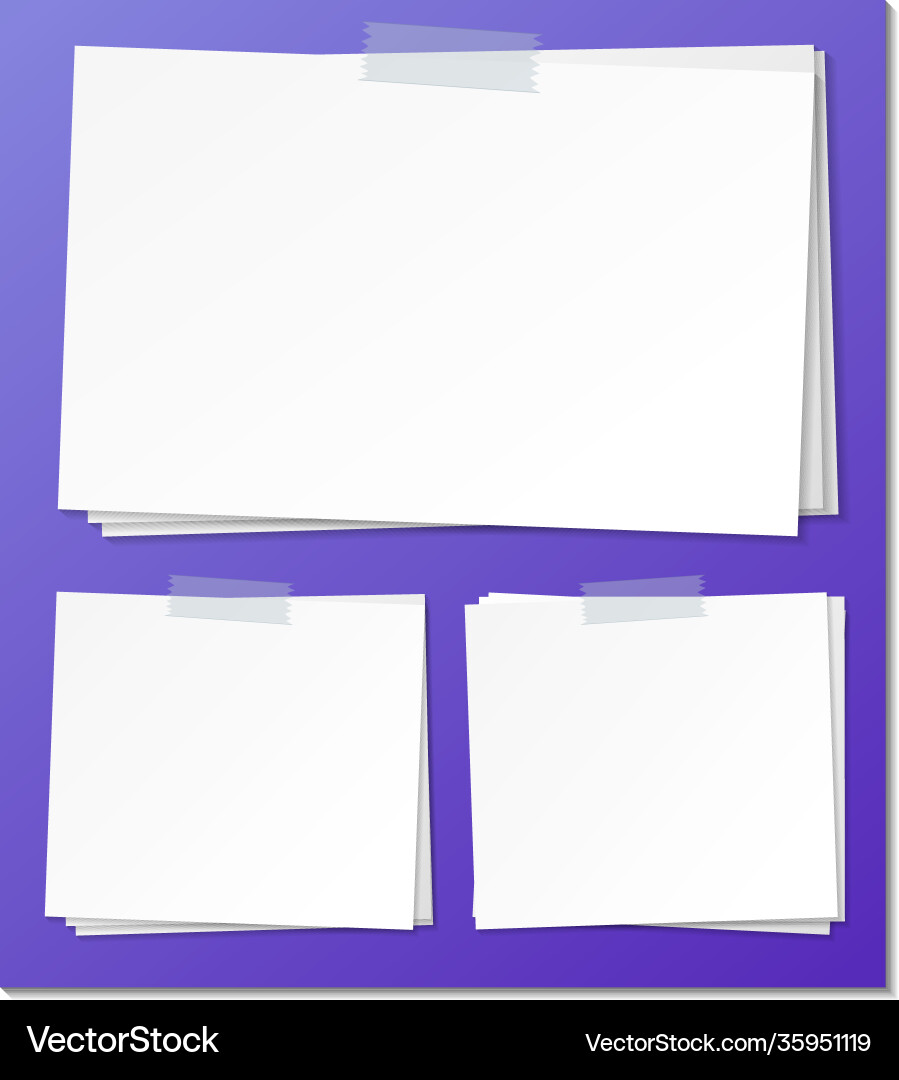 Set empty sticky note paper template Royalty Free Vector