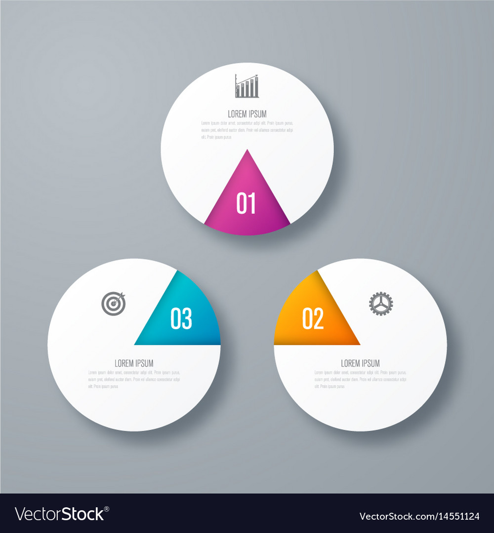 Infographics template 3 options with circle Vector Image