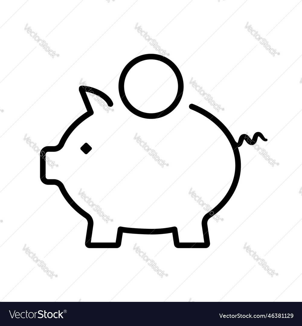 Modern icon of a piggy bank with coin outline Vector Image Modern icon of a piggy bank with coin outline Vector Image
