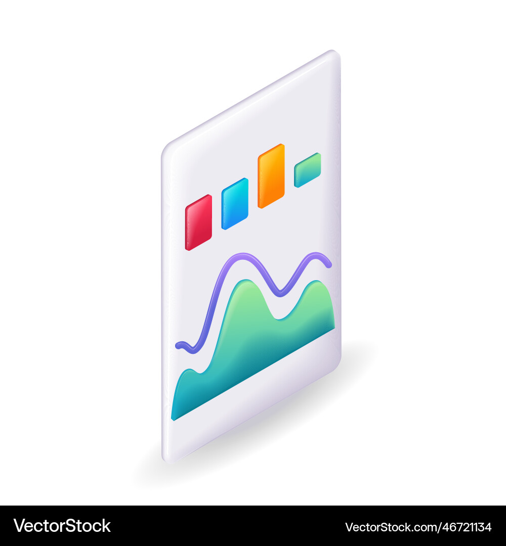 3d isometric cartoon icons large chart Royalty Free Vector