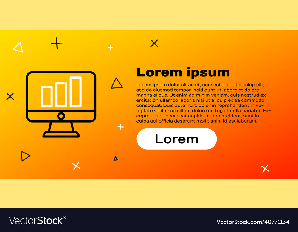 Line computer monitor with graph chart icon Vector Image