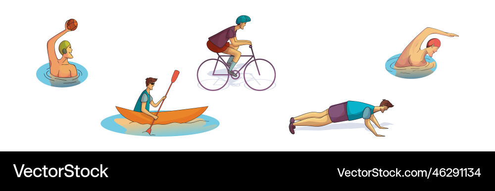 Man character doing sport and physical activity Vector Image
