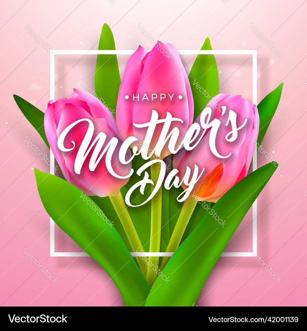 Happy mothers day greeting card design with spring