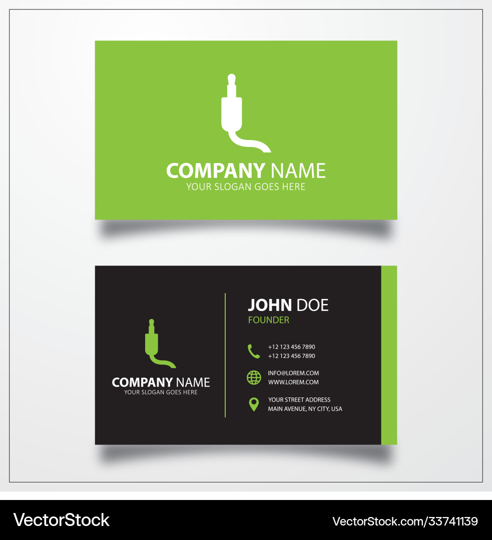 Jack audio cable icon business card template Vector Image