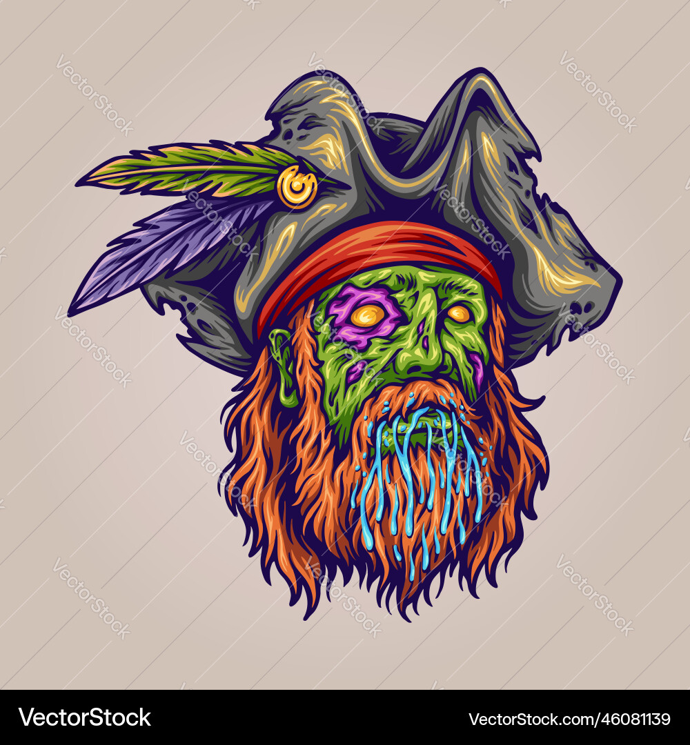 Spooky zombie head pirate monster horror logo Vector Image