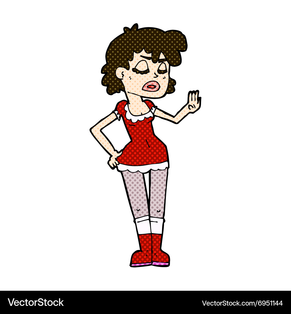 Comic cartoon woman making dismissive gesture Vector Image