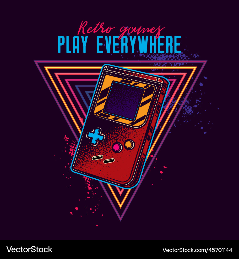Portable retro game console in vintage style Vector Image