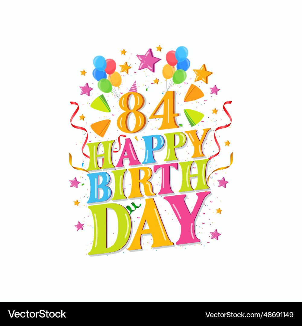 84th happy birthday celebration design Royalty Free Vector