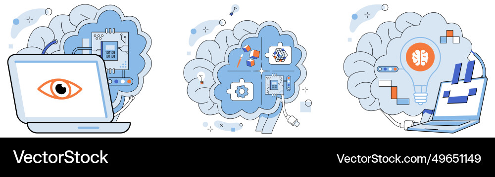 Artificial intelligence in cyberspace virtual Vector Image