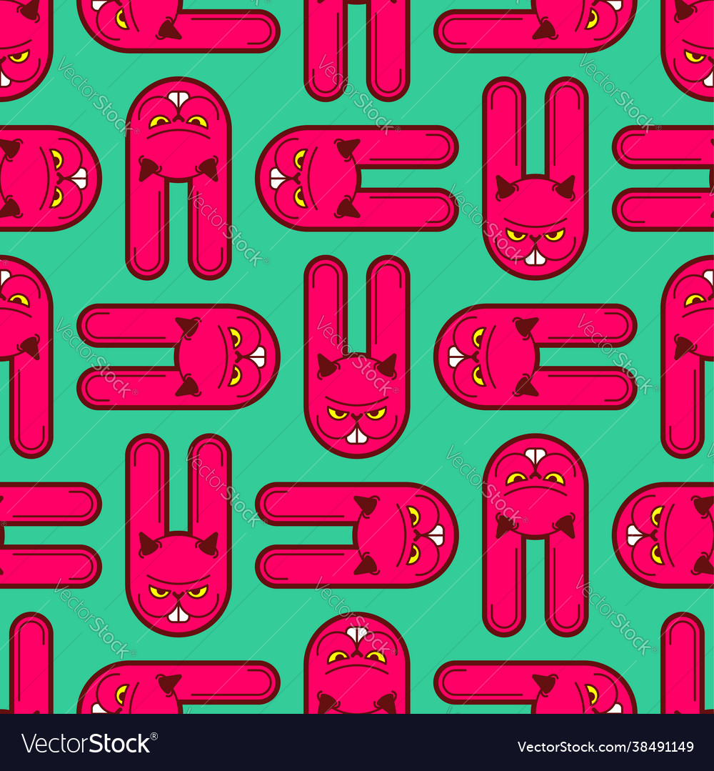 Devil bunny background angry hare pattern Vector Image