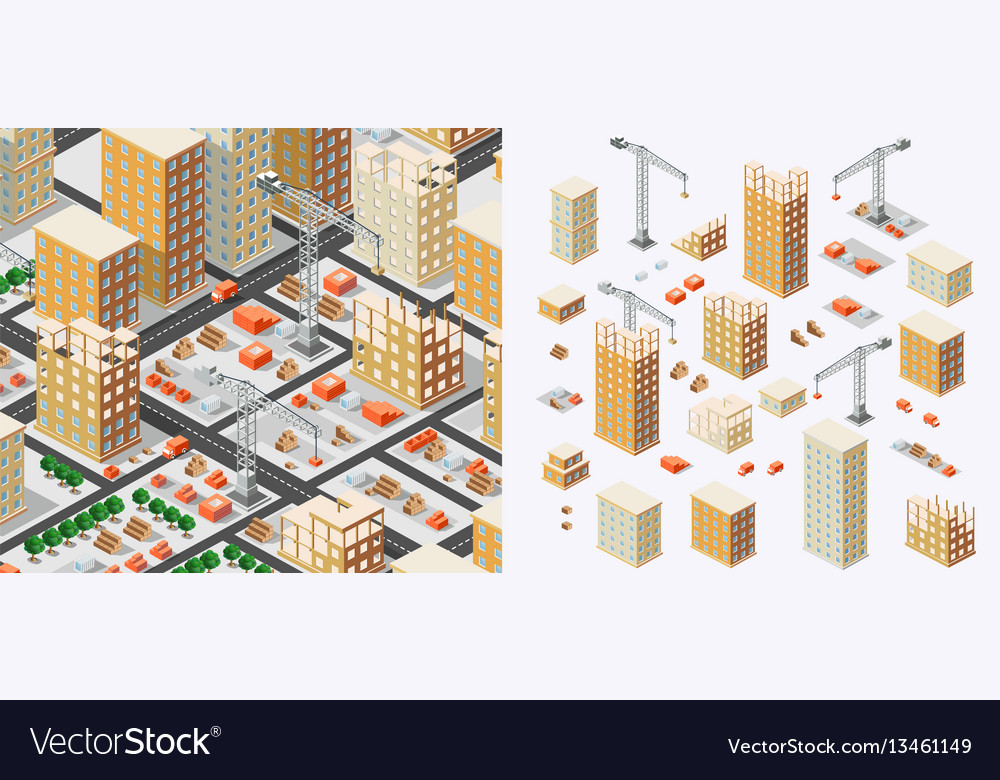Industrial construction isometrics Royalty Free Vector Image