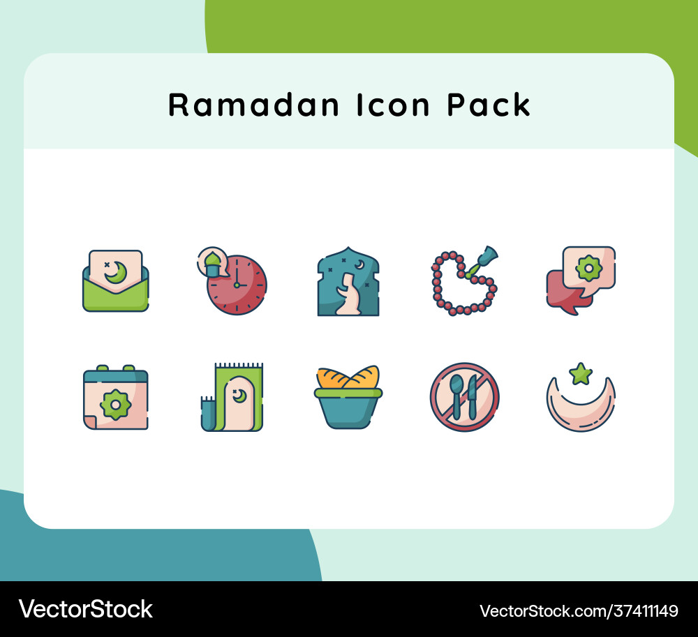Ramadan icon pack set collection with flat dash Vector Image