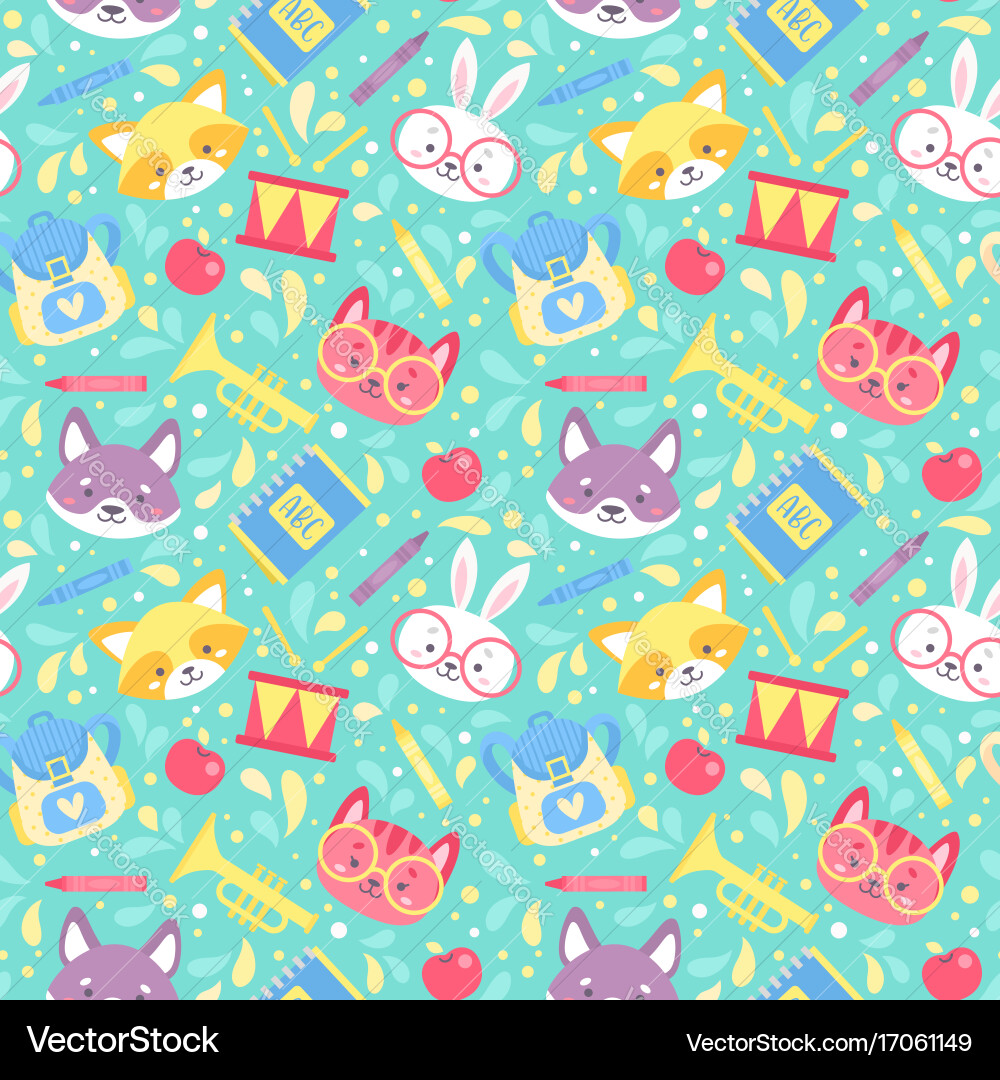 School seamless pattern for children Royalty Free Vector