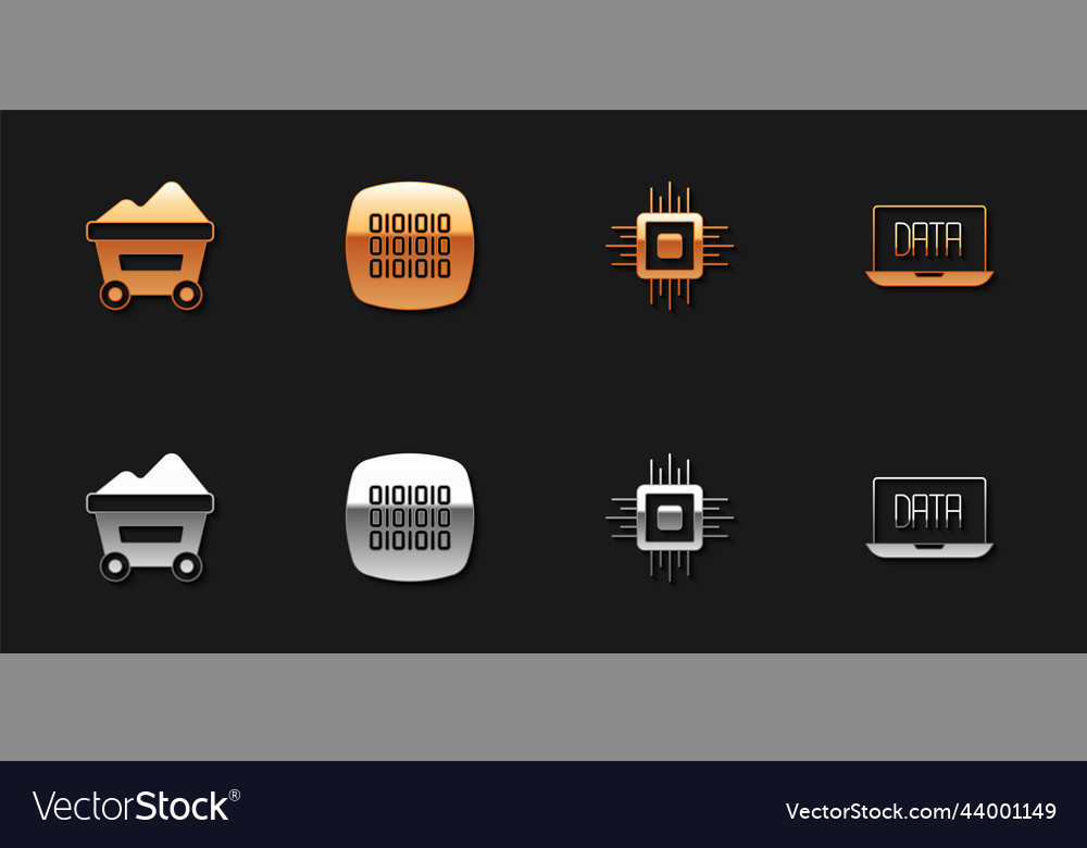 Set Coal Mine Trolley Binary Code Processor Cpu Vector Image 4345