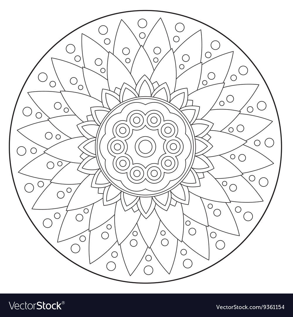 Coloring Geometric Floral Ornament Royalty Free Vector Image