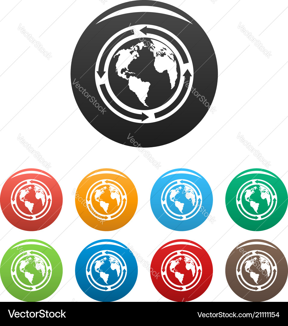 Earth icons set color Royalty Free Vector Image