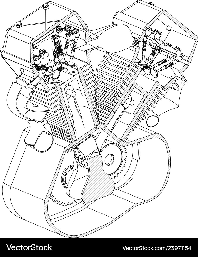 Motorcycle engine on a white Royalty Free Vector Image