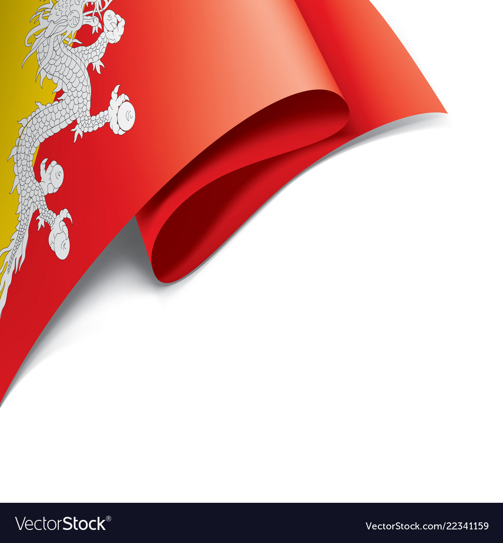 Bhutan flag on a white Royalty Free Vector Image