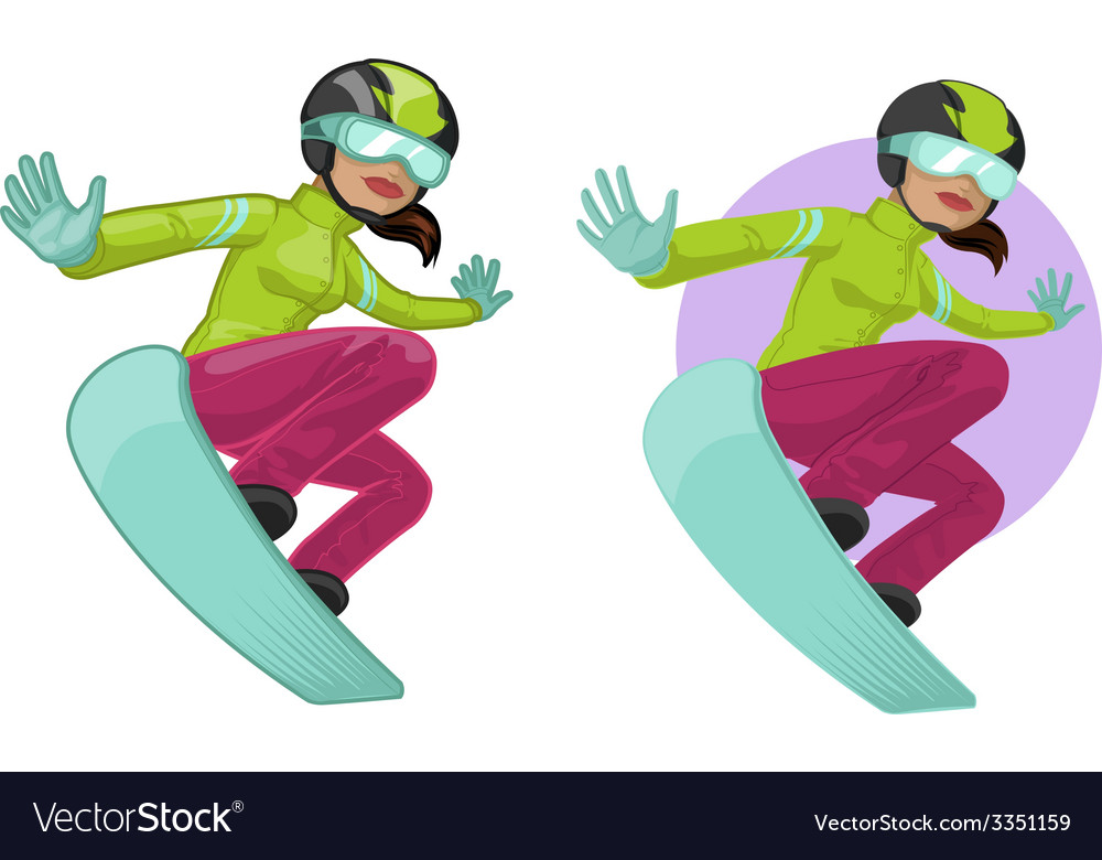 Cute young indonesian woman on snowboard Vector Image