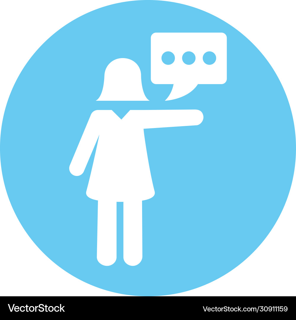 Female avatar silhouette with speech bubble block Vector Image