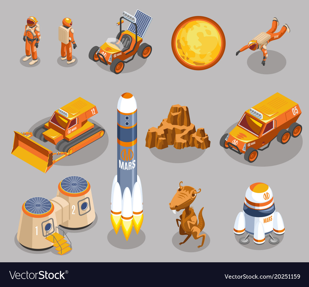 Space exploration isometric icons Royalty Free Vector Image Space exploration isometric icons Royalty Free Vector Image