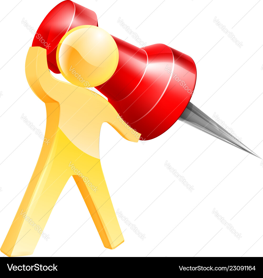 Gold person pinning concept Royalty Free Vector Image