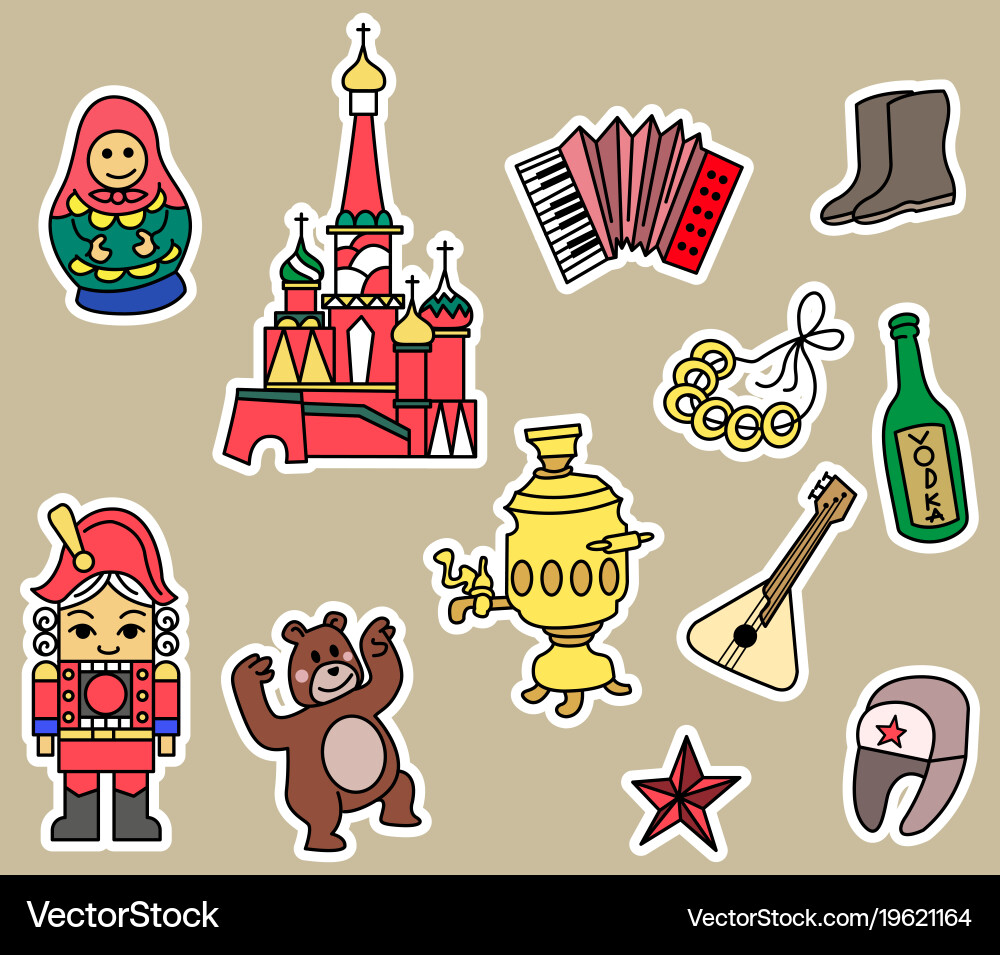 Russia culture doodle graphic element Royalty Free Vector