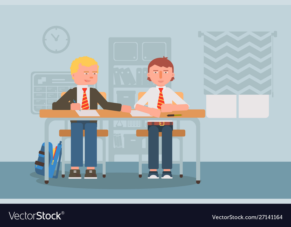 School test cheating flat Royalty Free Vector Image