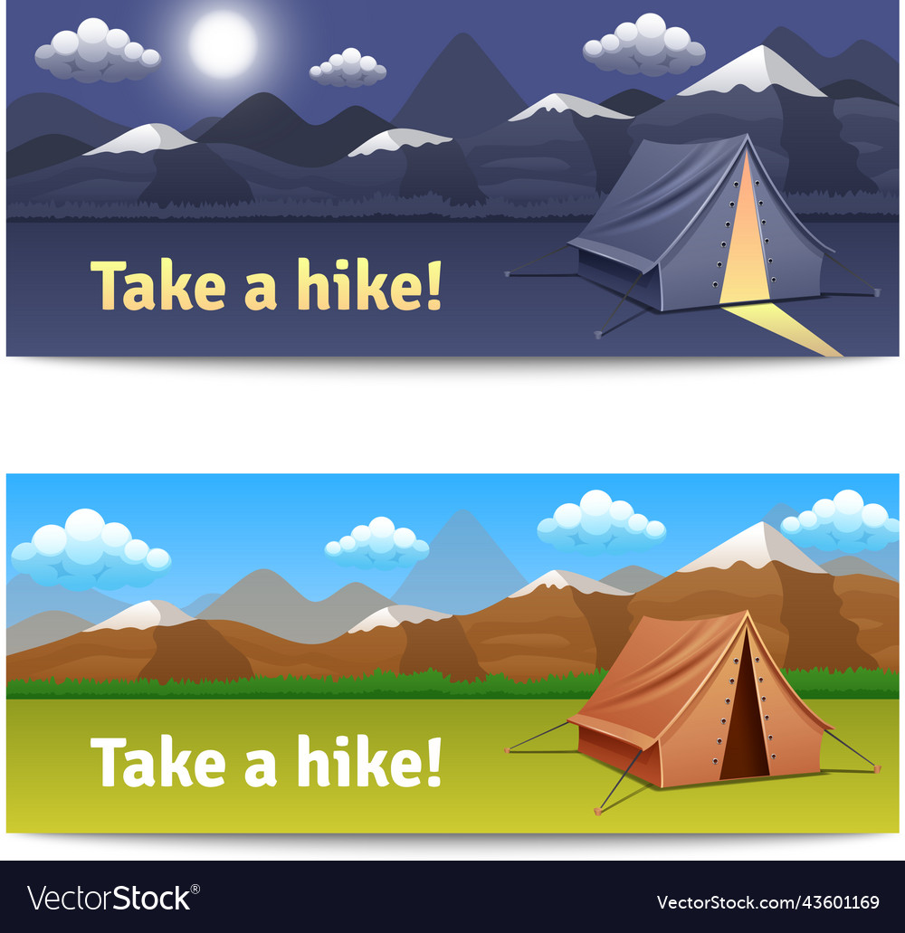 Adventure and hike banners set Royalty Free Vector Image