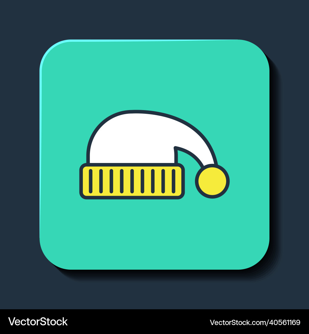 Filled outline sleeping hat icon isolated on blue Vector Image