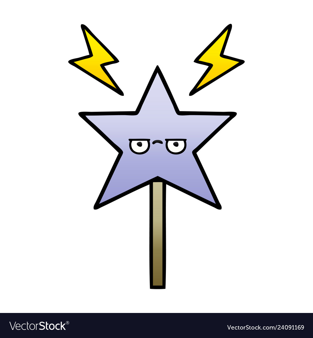 Gradient shaded cartoon magic wand Royalty Free Vector Image Gradient shaded cartoon magic wand Royalty Free Vector Image